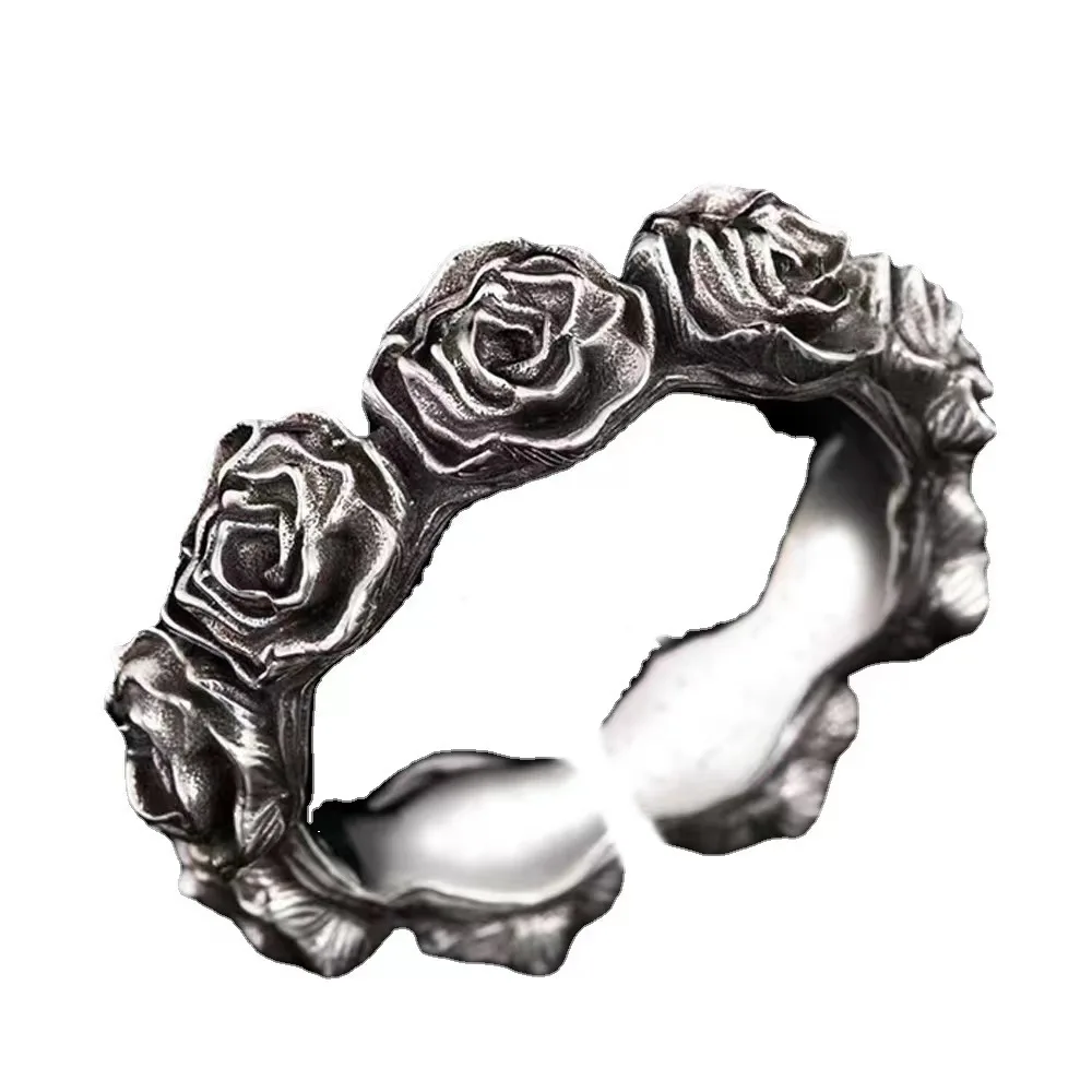 Romantic Rose Flower Ring Female Index Finger Accessories Trendy Silver ...