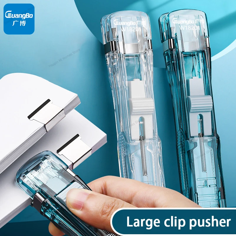Hand Paper Clipper With Refills Metal Clip Stapler Paper Clips Push ...