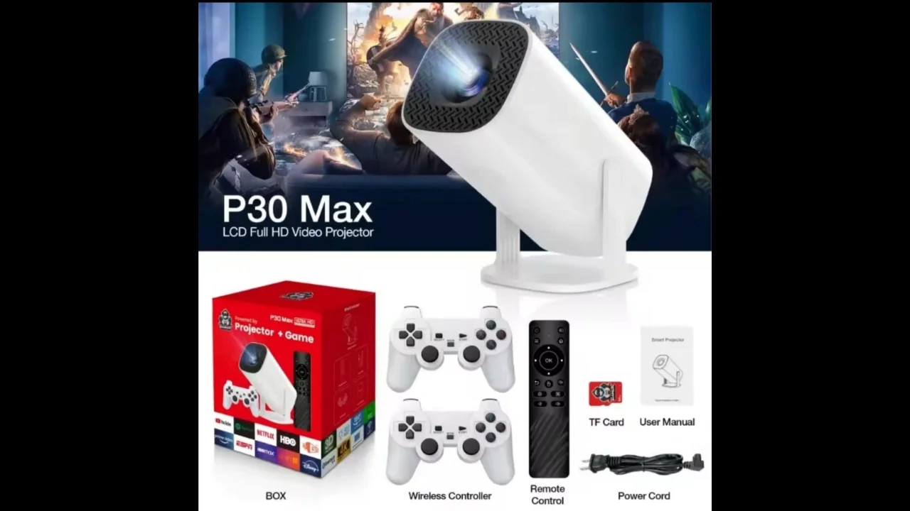 P30MAX Android 11 Game Projector Retro Video Game Consoles Dual Wifi ...