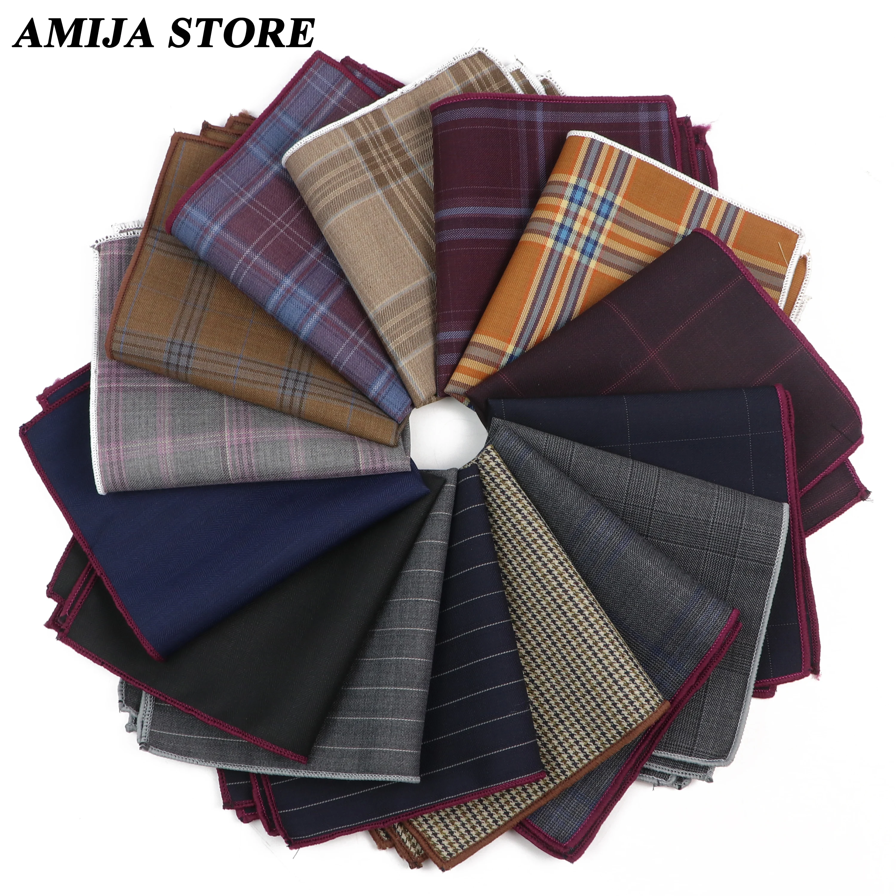 Fashion Wool Handkerchief For Men Suit Woolen Plaid Striped Pocket ...