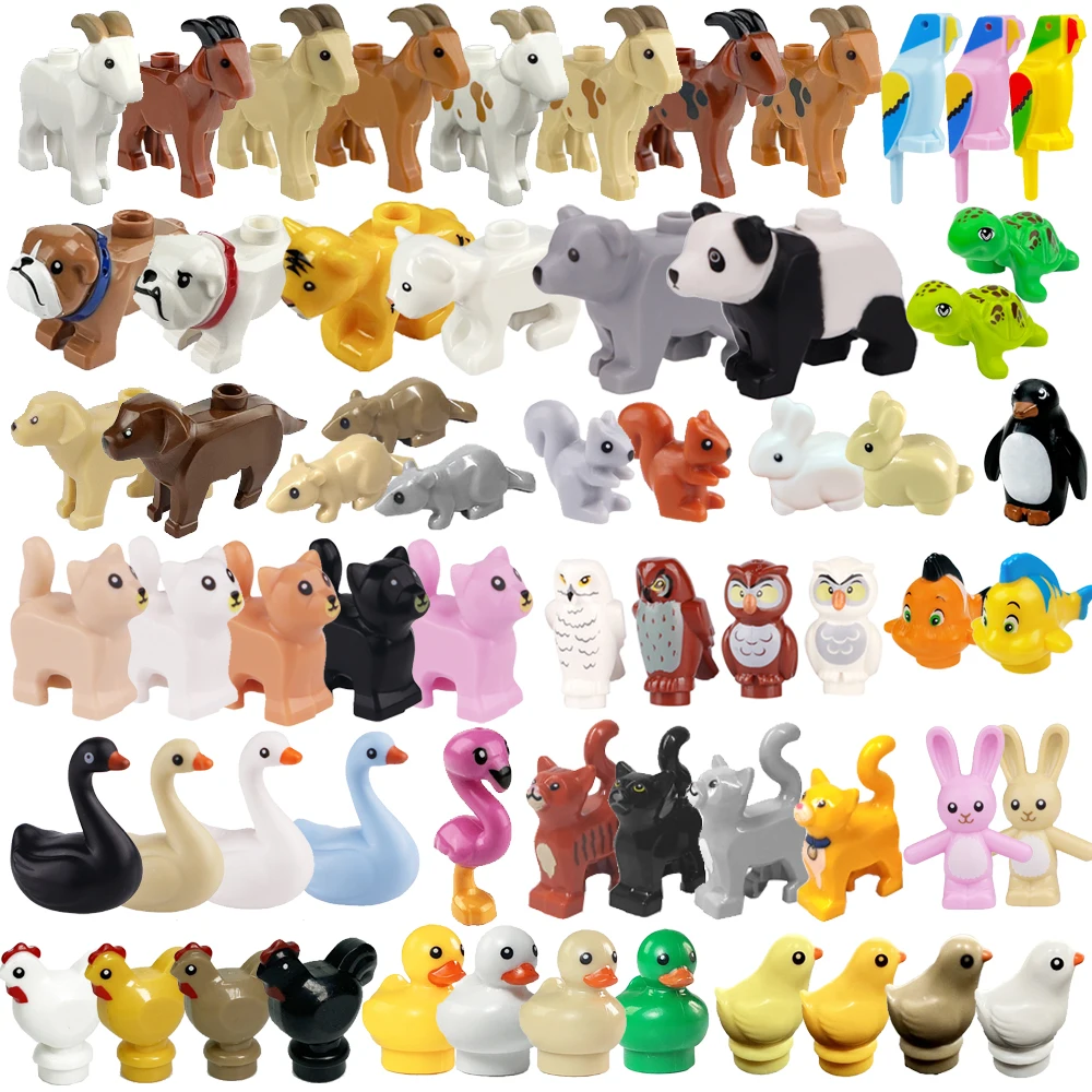MOC City Animal Building Blocks Zoo Farm Pig Goat Chicken Duck Goose ...