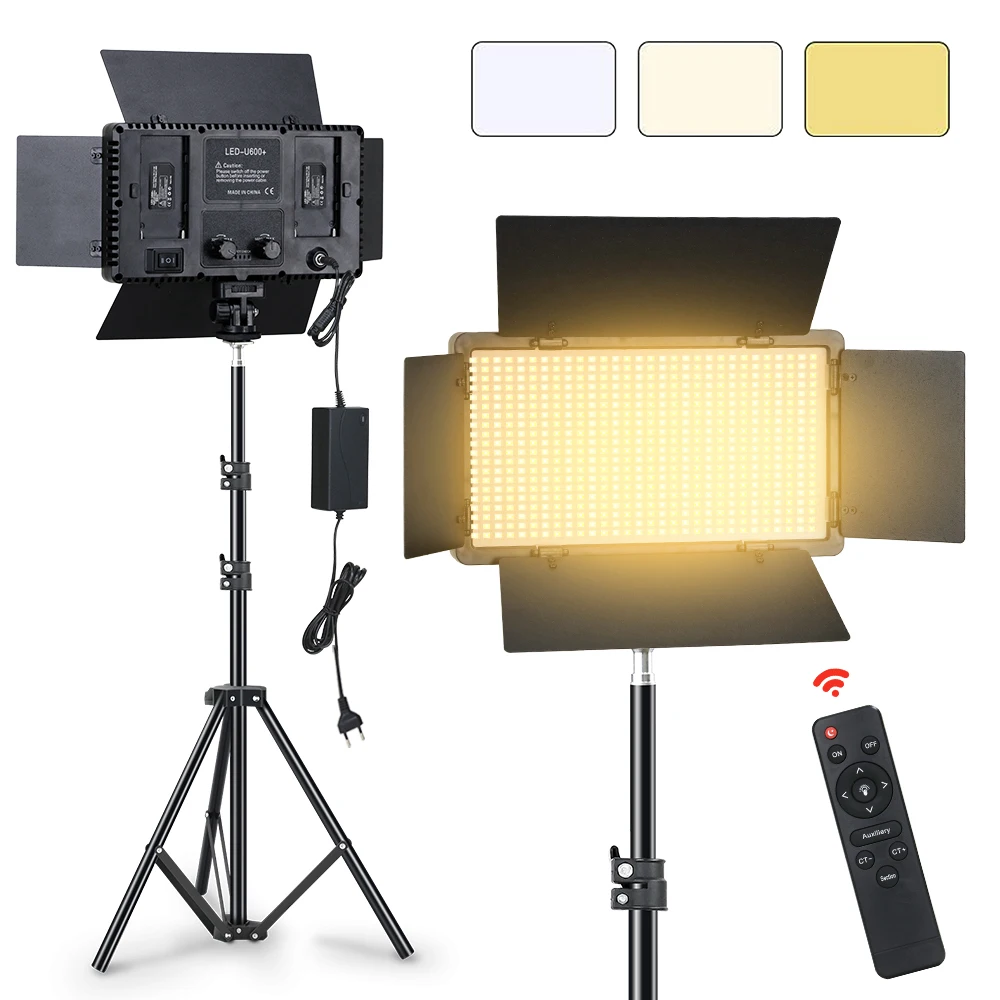 Led-600-Led-Video-Light-Panel-With-Remote-Control-Bi-Color-3200-5600K ...
