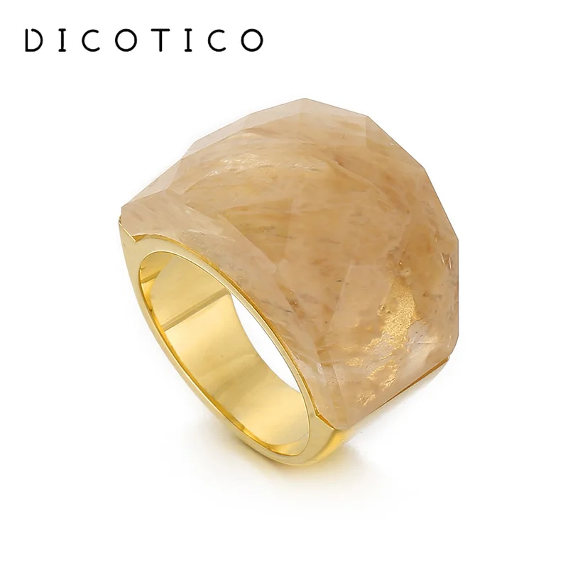 Stainless-Steel-Large-Natural-Stone-Colorful-Rings-For-Women-Gold ...