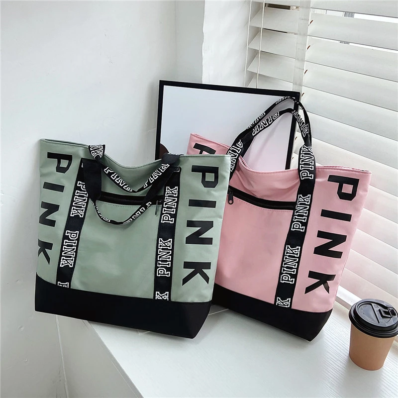 Bolsos-de-mano-con-estampado-de-letras-rosas-para-mujer-bolsos-de ...