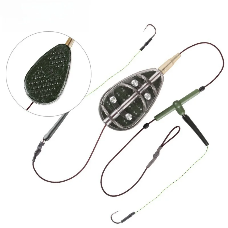 1Pcs Big Carp Fishing Hook Set Made Tied Rigging with Fishing line Lead ...