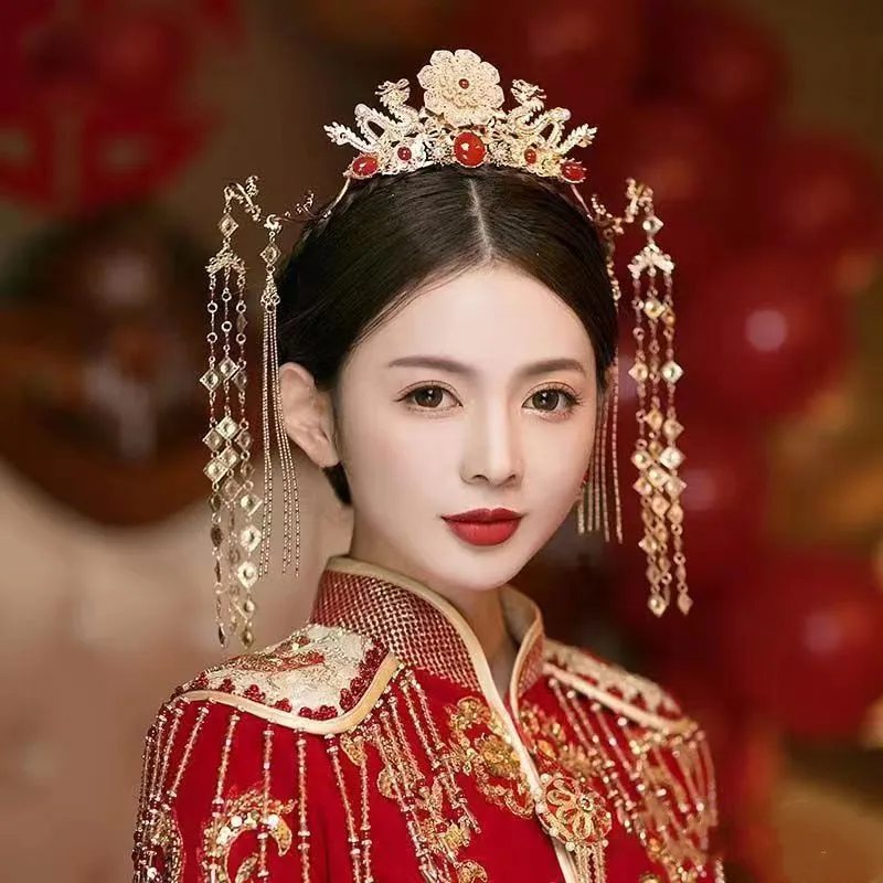Chinese Traditional Bridal Crown Bride Headdress Headband Ancient Style ...