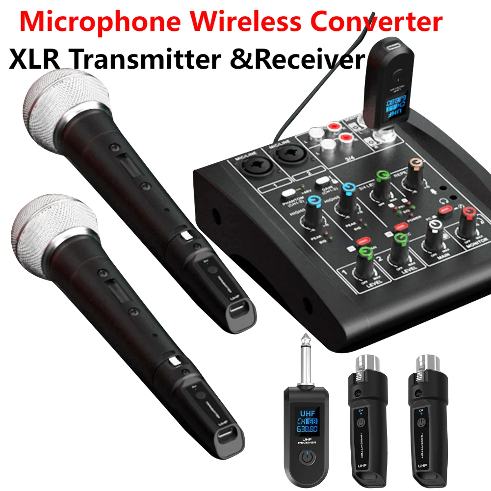 Wireless Microphone Converter XLR Transmitter and Receiver Microphone ...