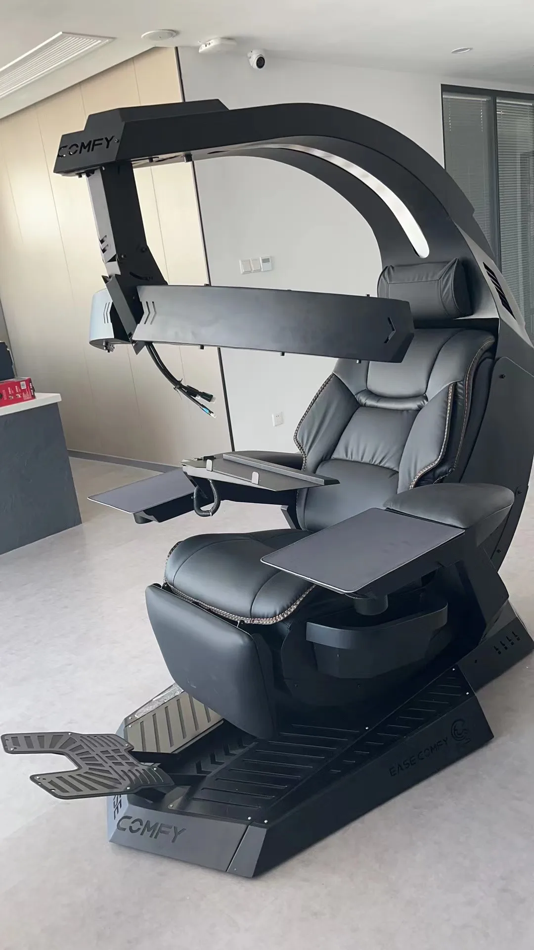 Gaming Leather Recliner Cockpit Chair with Massage & Multi-Monitor ...