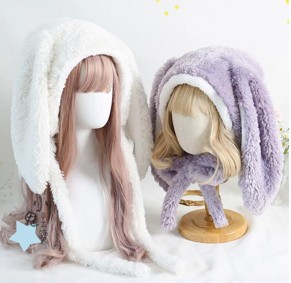 Japanese-Sweet-Loppy-Bunny-Eared-Rabbit-Cap-Lolita-Earmuffs-Cap-Fluffy ...