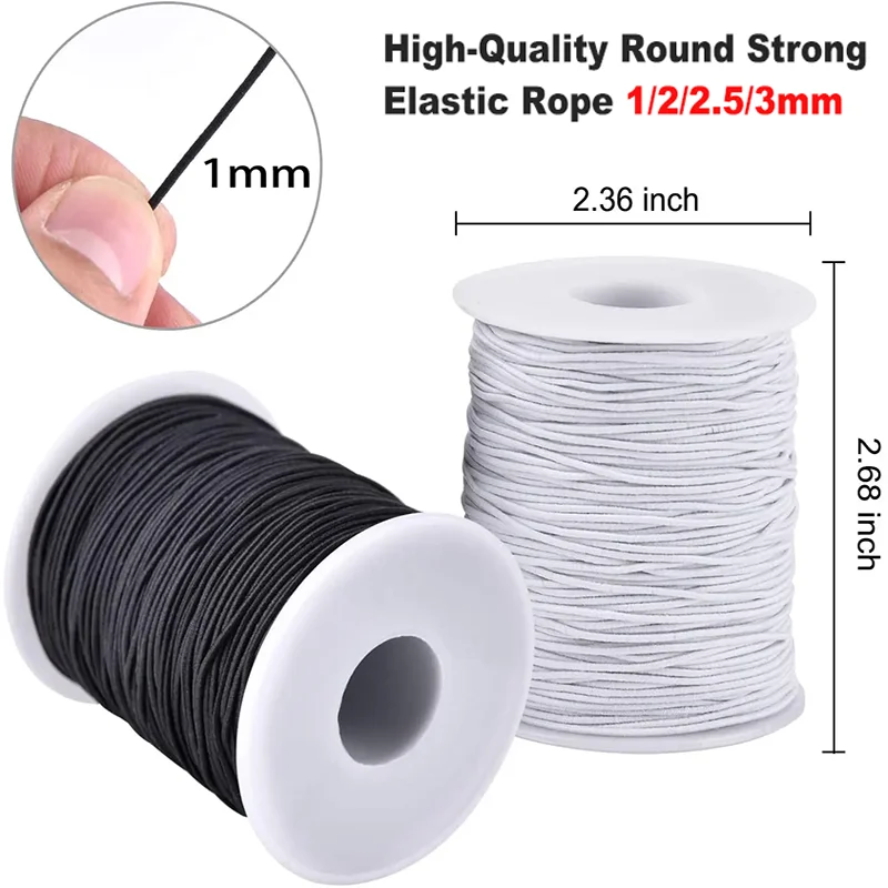 1/2/2.5/3MM White/black High-Quality Round Strong Elastic Rope Rubber ...