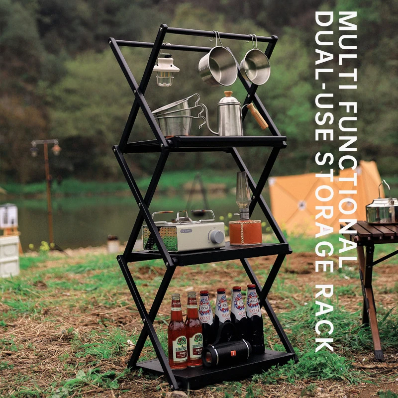 Outdoor-aluminum-alloy-2-layer-3-layer-shelves-portable-folding-camping ...