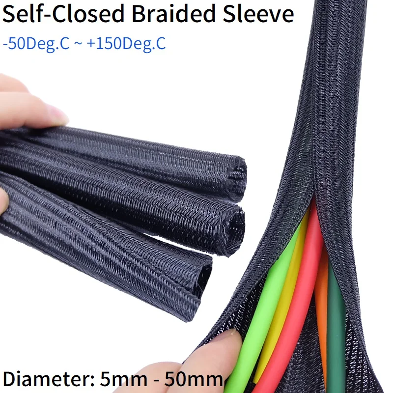 1/6M Expandable Sleeving Self Close Braided PET Insulate Cable Sock ...