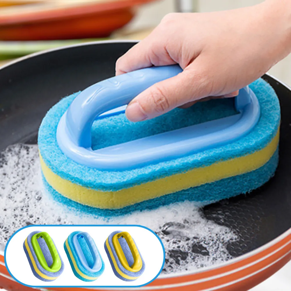Kitchen Cleaning Brush Sponge Handle Clean Removal Tile Glass Stain ...