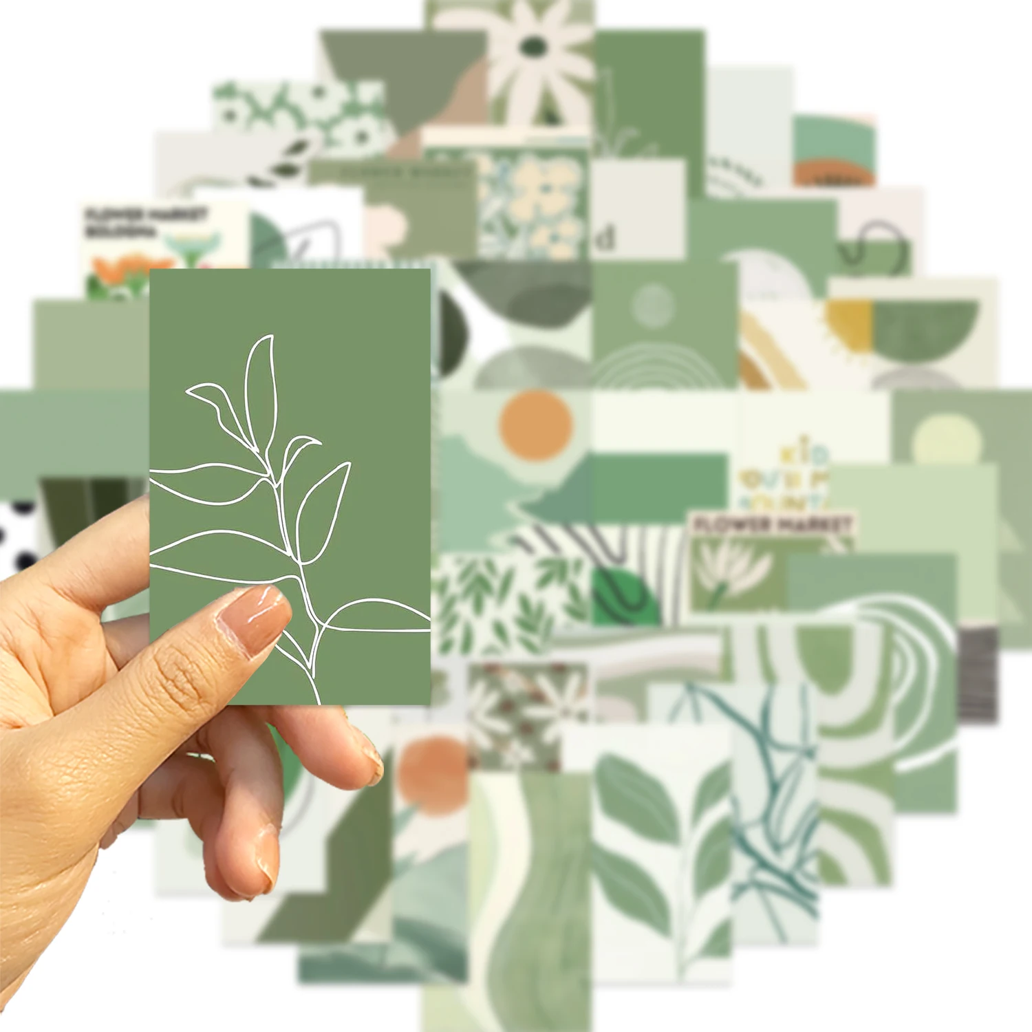 50PCS-Sage-Green-Scrapbook-Stickers-DIY-Diary-Laptop-Luggage-Skateboard ...