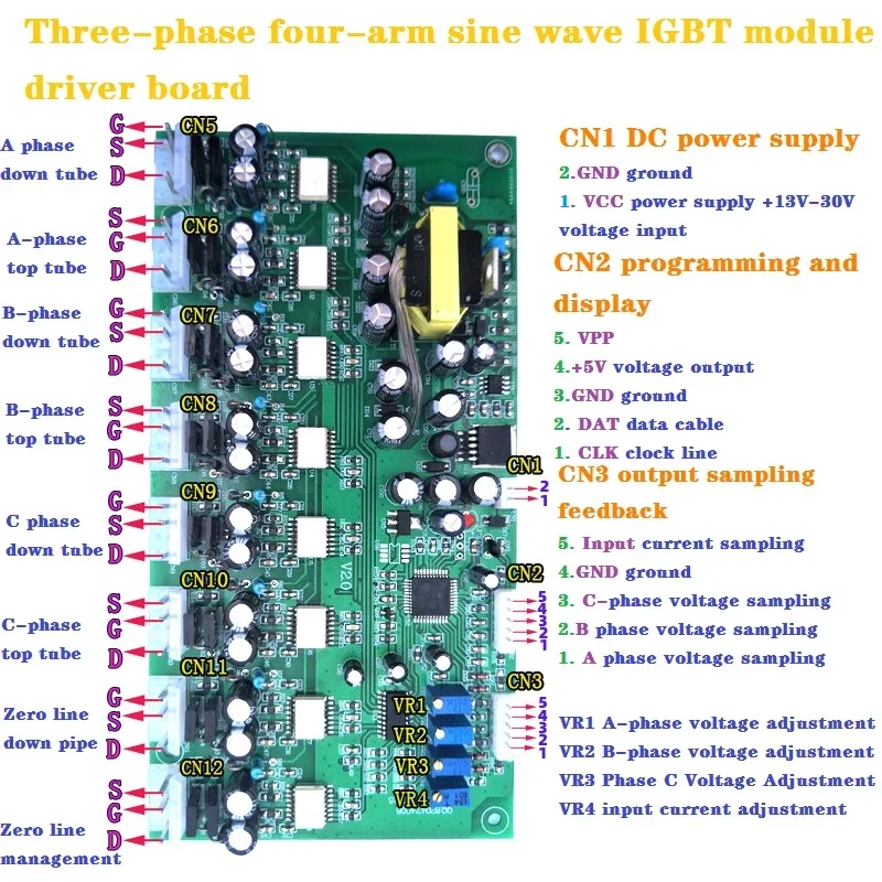 Three-phase Four-arm Sine Wave IGBT Module Driver Board