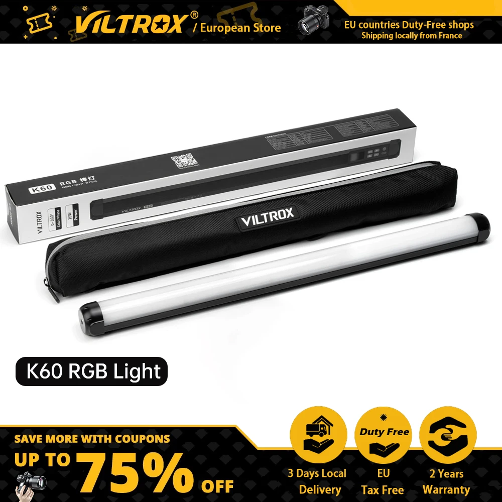 VILTROX-K60-RGB-Light-Stick-20W-High-Brightness-2500K-8500K-Camera-Light-With-Remote-Control ...