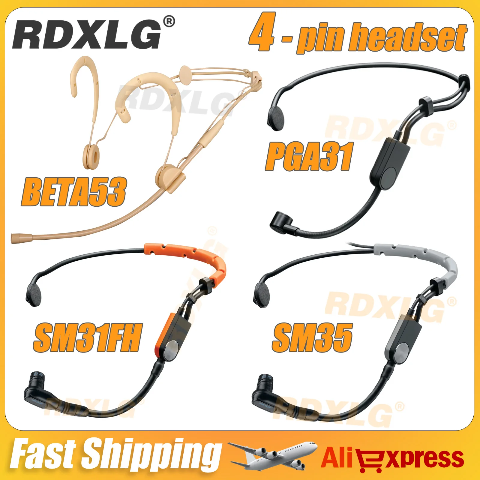 RDXLG Headband Head Wearing BETA53 SM35 PGA31 Omnidirectional Condenser ...