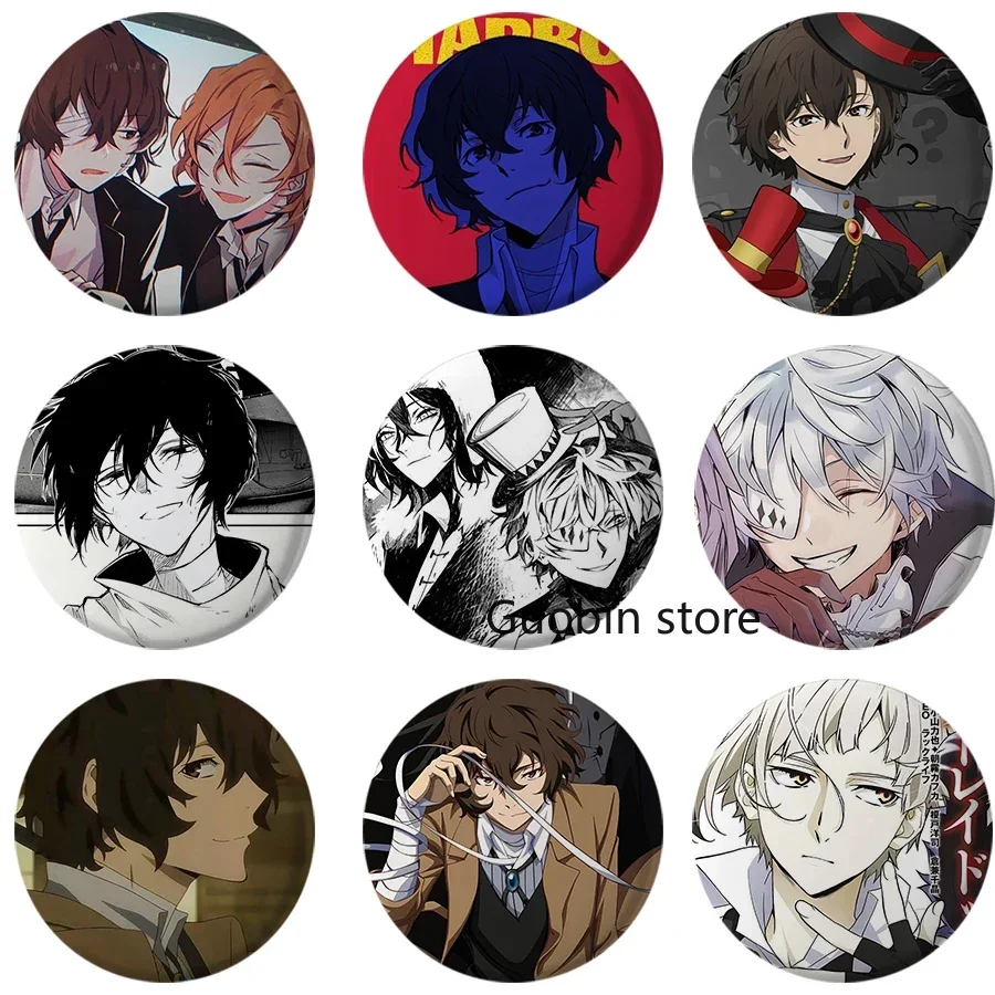 58mm-Handmade-Anime-Lapel-Pins-Bungo-Stray-Dogs-Brooches-Manga-Figure ...