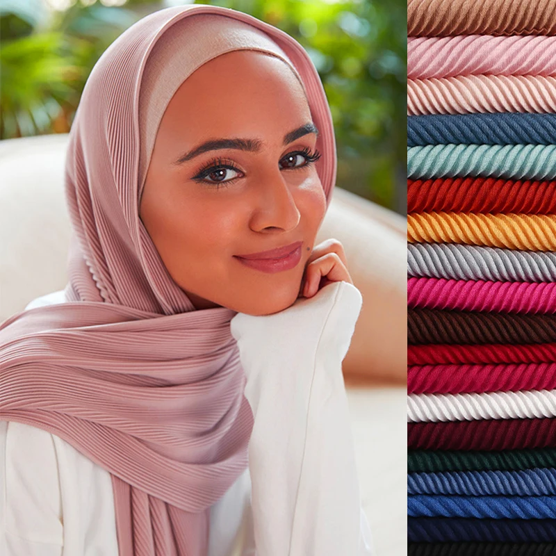 70-180cm-female-Muslim-Eid-fold-Hijab-fashion-solid-soft-Muslim-long ...