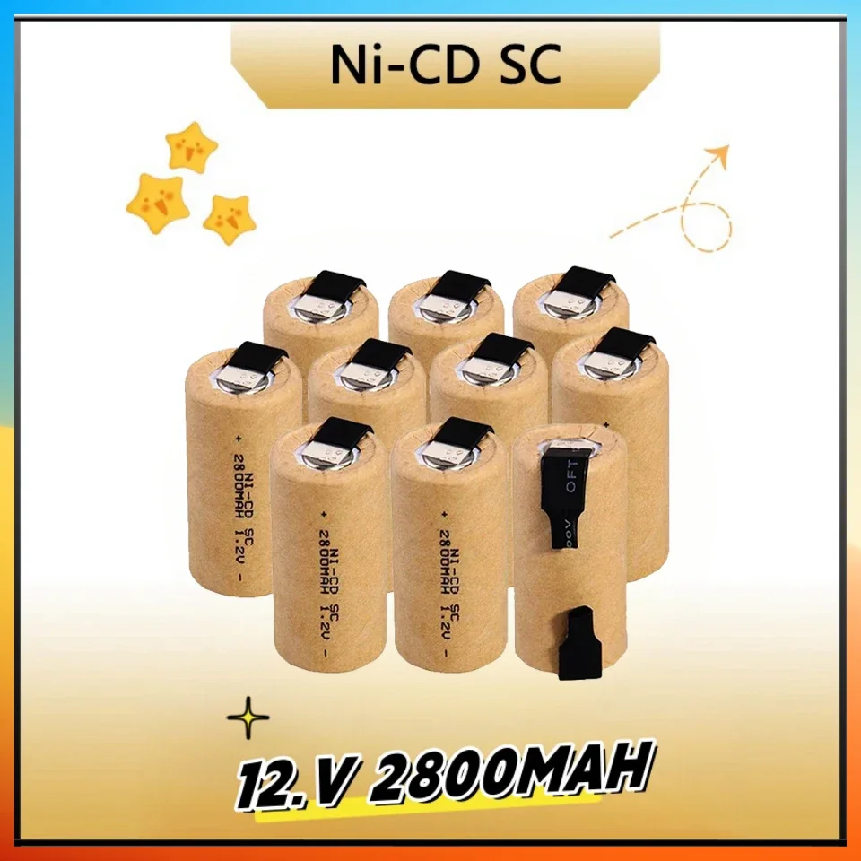 New-High-Quality-Rechargeable-Battery-SC-NI-CD-1-2V-2800mah-With-Tabs ...