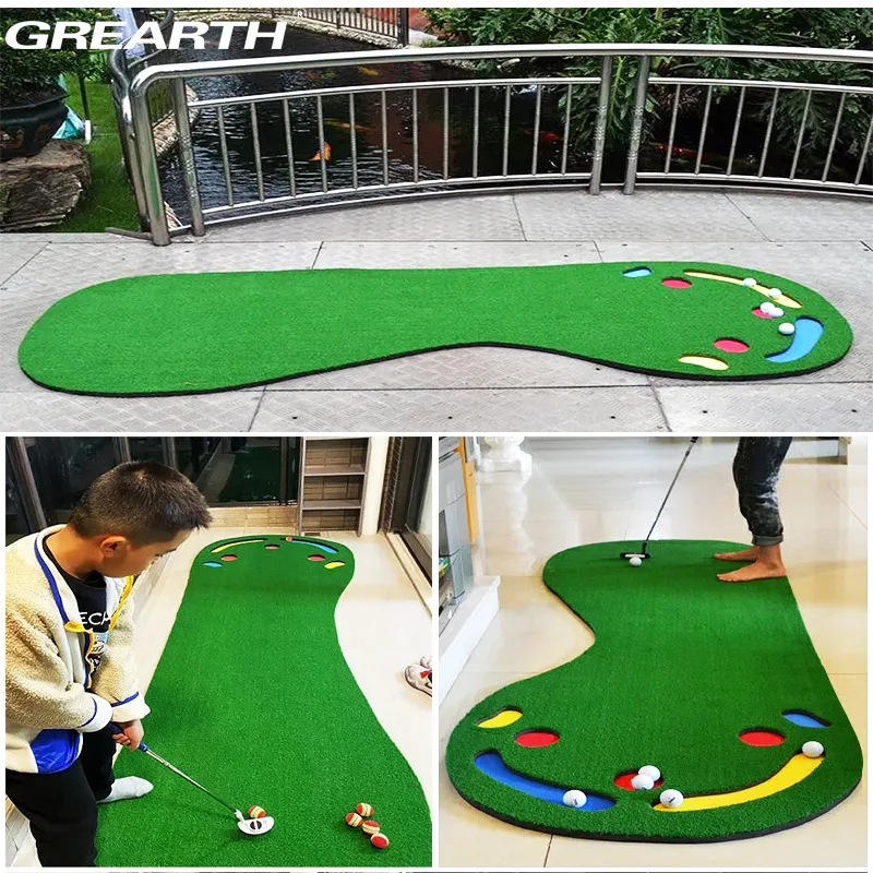 Putting Green Mats Set for Golf Putting Use, Included Mini Golf Putters ...