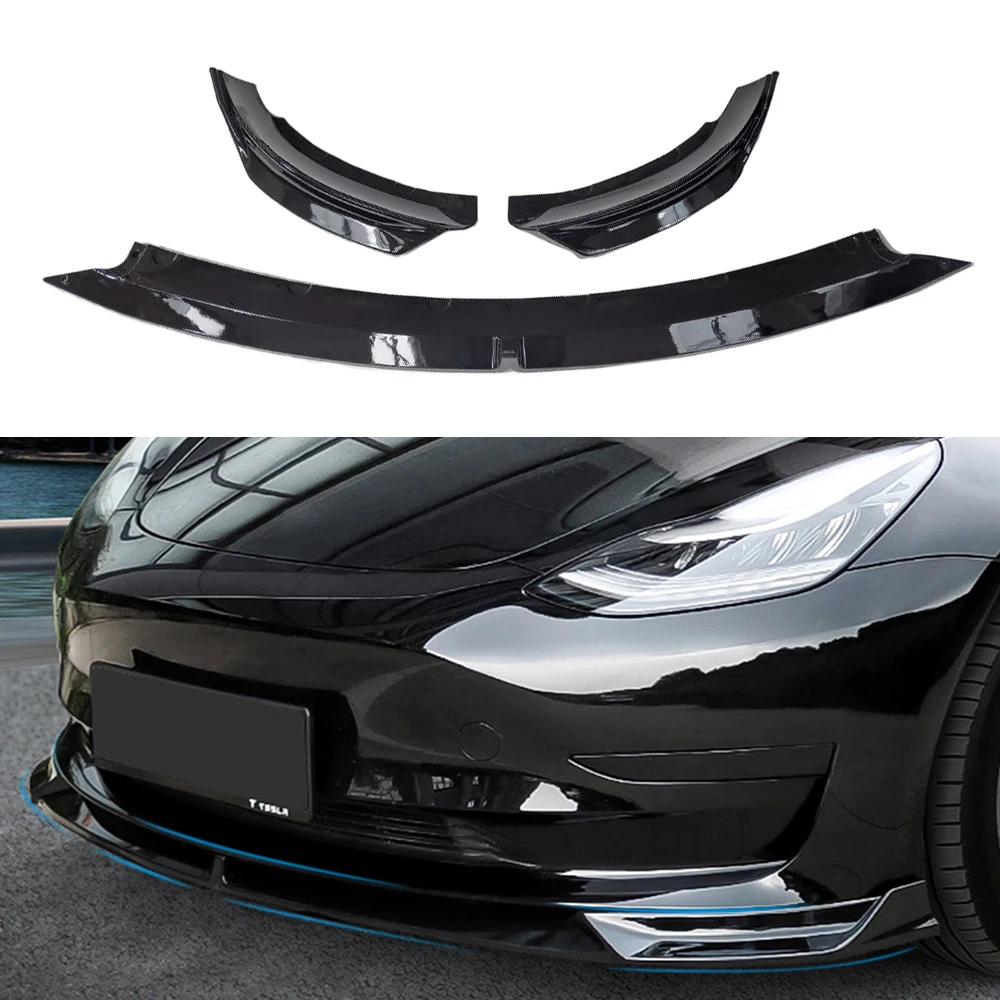 For Tesla Model 3 Modely Front Bumper Surrounding Front Lip Abs Carbon ...