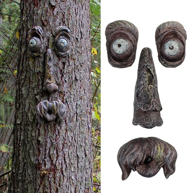 Creative-Resin-Face-Tree-Bark-Ghost-Face-Facial-Features-Decoration ...