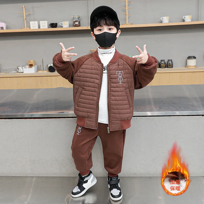 Winter-Warm-Boys-Clothing-Sets-Children-Thicken-Zip-Padded-jacket-Pants ...