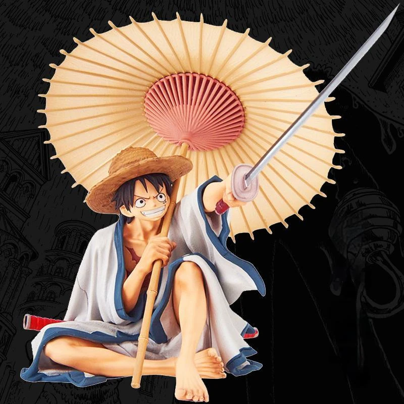 Anime-One-Piece-Figure-Holding-Umbrella-Luffy-Sitting-Posture-Top ...