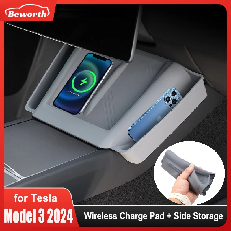 For Tesla Model 3 Highland 2024 Wireless Charging Pad Non-Slip Mat with ...