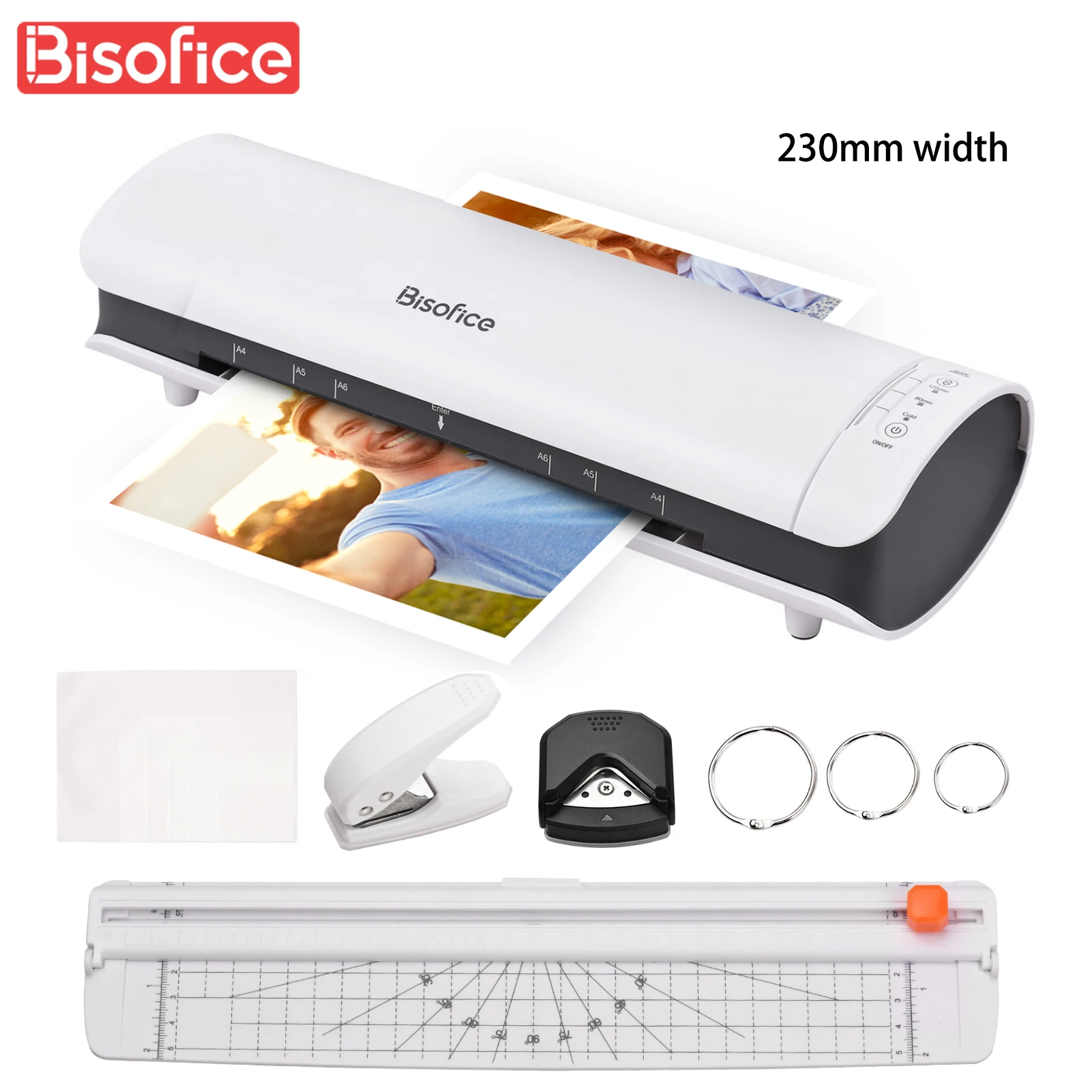 Bisofice SL988 Desktop A4 Laminator Machine Set Hot and Cold Lamination ...