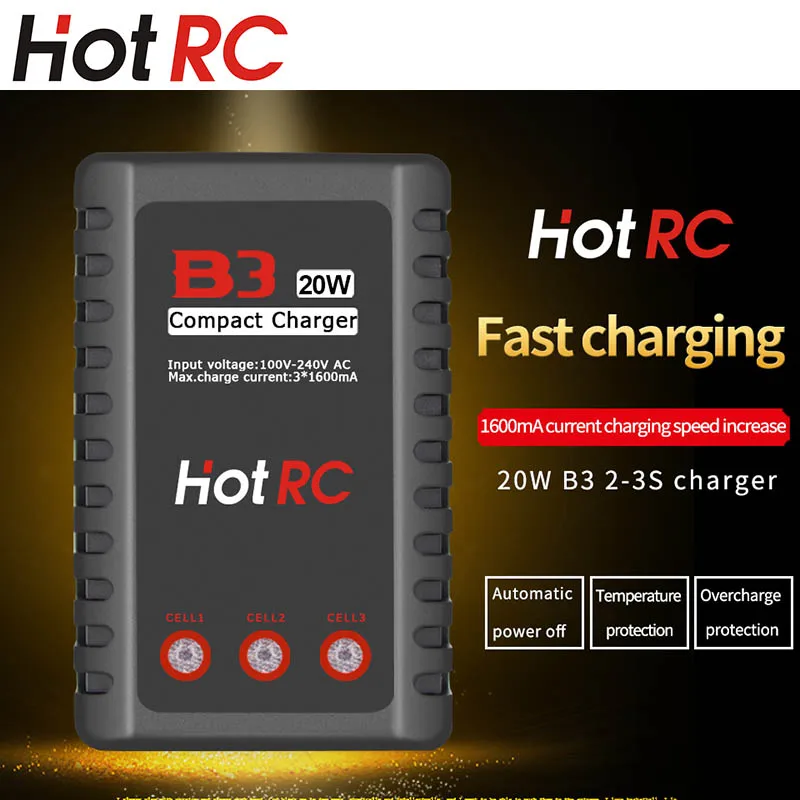 HOTRC IMAX B3 20W Pro 10W Compact Balance Charger for 2S 3S 7.4V 11.1V Lithium LiPo Battery ...