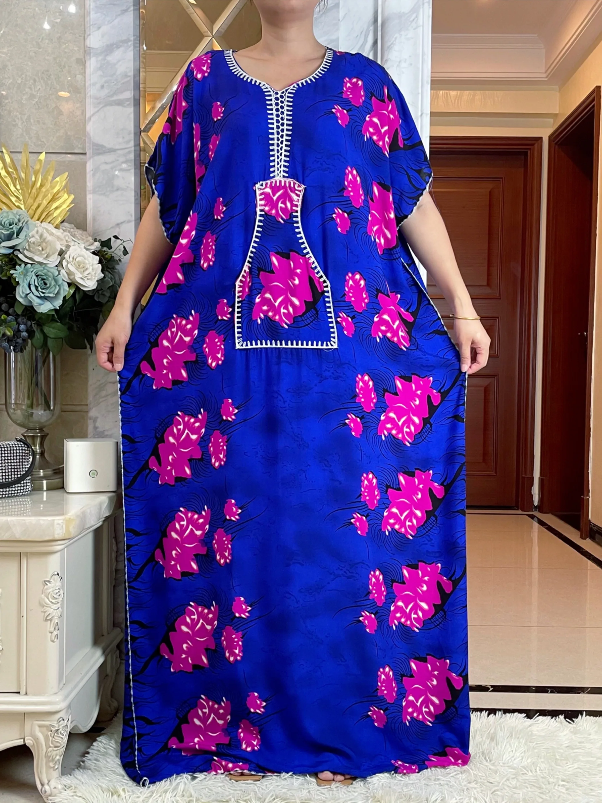 New-Summer-Cotton-Dress-With-Big-Scarf-Short-Sleeve-African-Dashiki ...