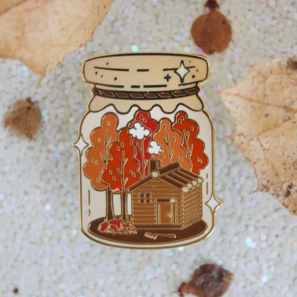 Jar-of-Autumn-Enamel-Pin-Fall-Vibe-Metal-Badge-Nature-Brooch-Fox-Lapel ...