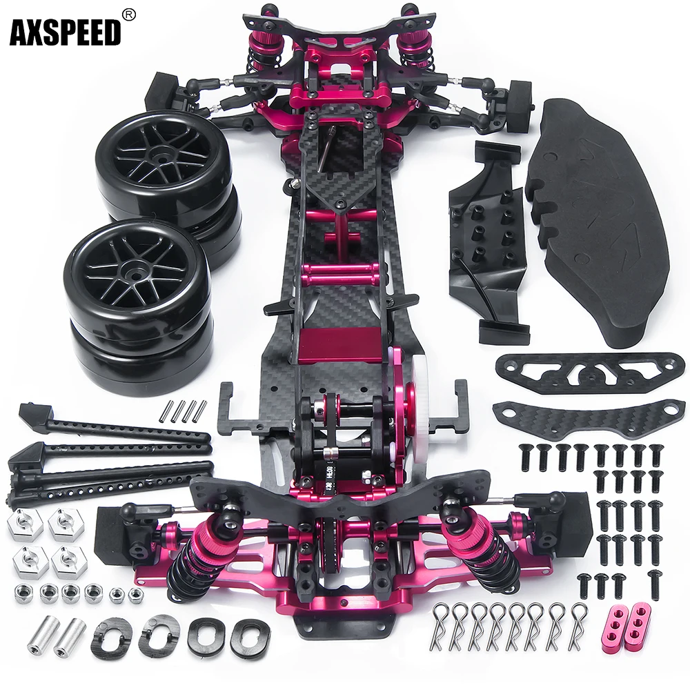 AXSPEED-Metal-Alloy-RC-Car-Chassis-Frame-Body-Kit-With-4-Wheels-For-1 ...