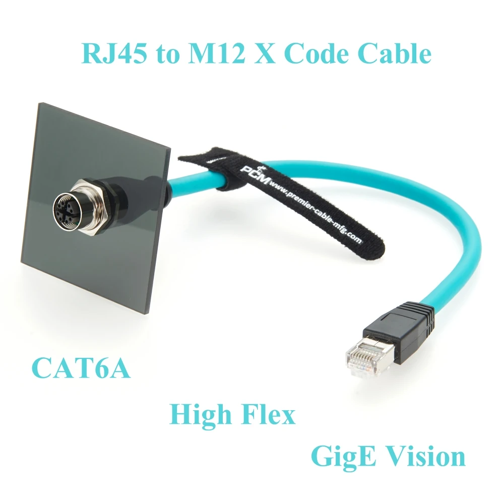RJ45 to M12 X Code Female Panel Mount High Flex Cable Ethernet to m12 ...