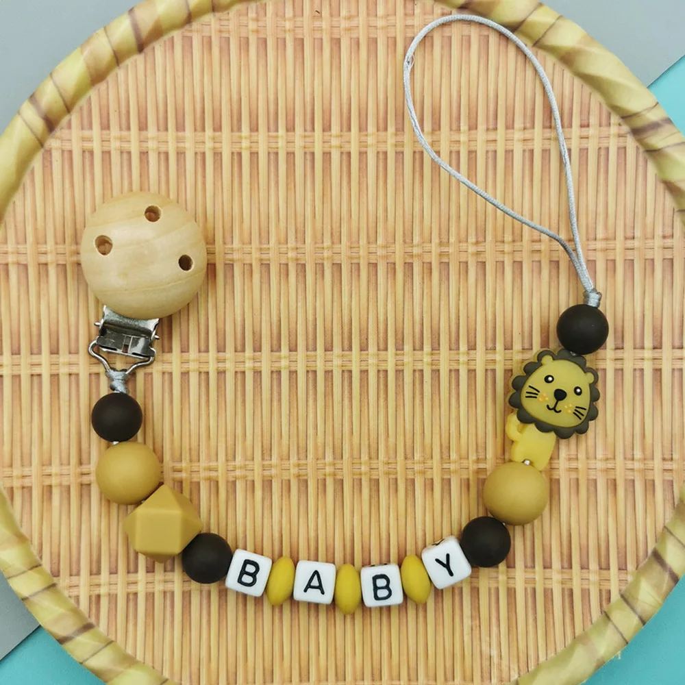 Custom-English-Russian-Letters-Name-Baby-Silicone-lion-Pacifier-Clips ...