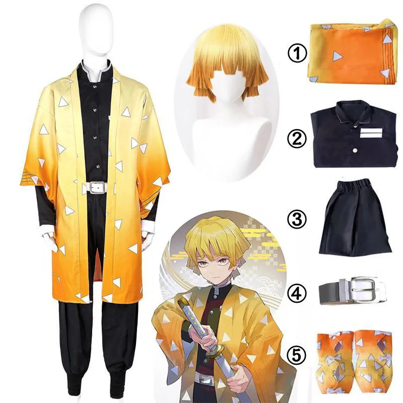 Anime Agatsuma Zenitsu Cosplay Demon Slayer Cosplay Costume Kimono ...
