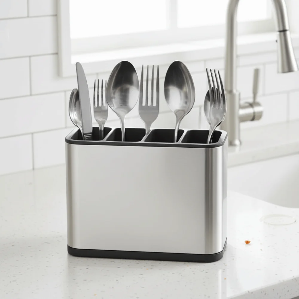 Stainless Steel Kitchen Cutlery Organizer Drainable Rust Proof ...
