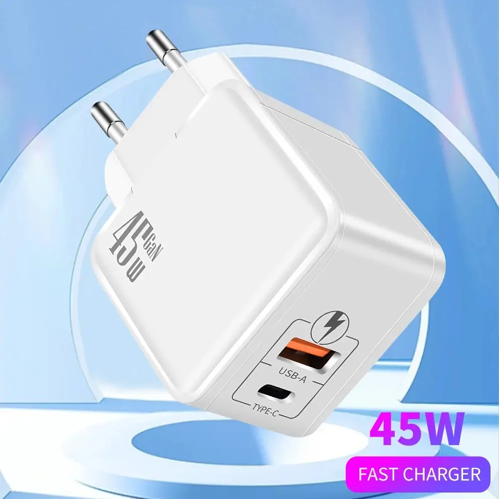 GaN-45W-USB-PD-Charger-Fast-Charging-Quick-Charge-3-0-Wall-Adapter ...