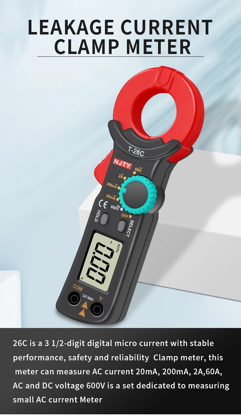 NJTY T-26C Leakage Current Clamp Meter – 60A / 600V