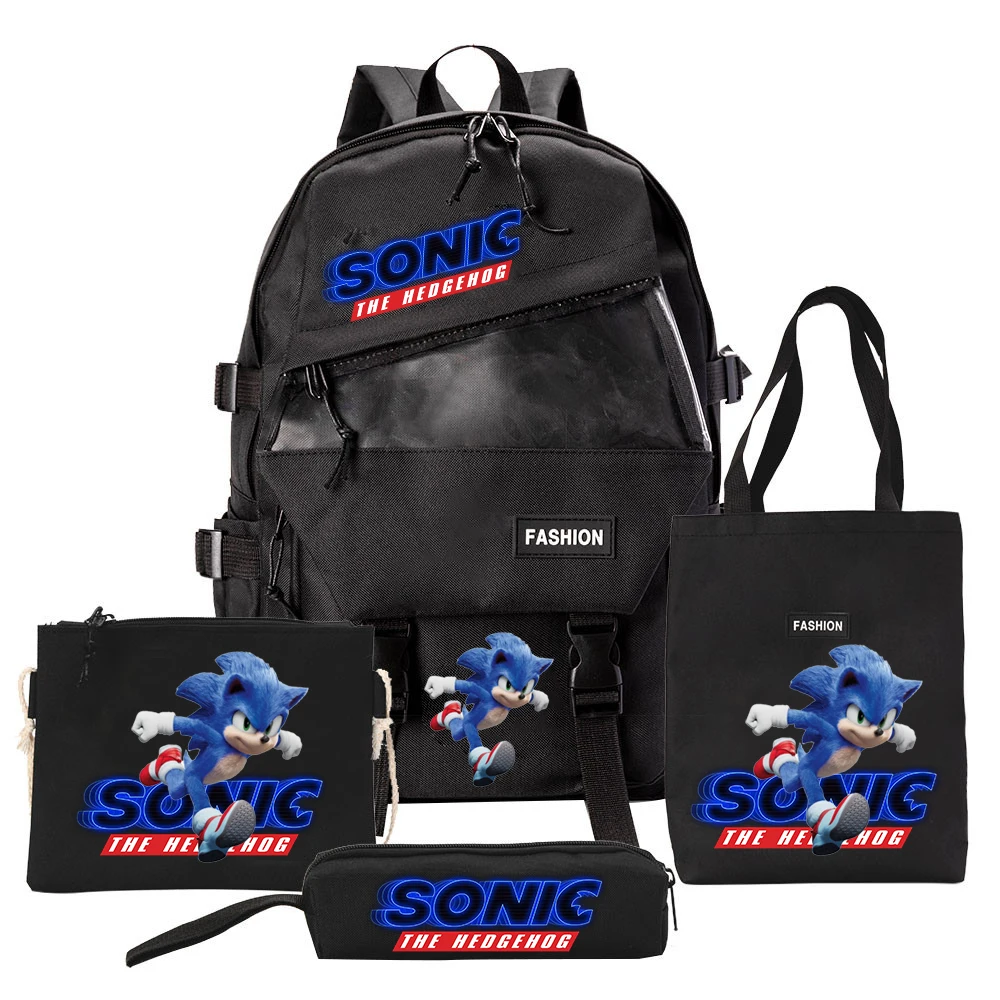 4-Piece-Set-Mochila-sonic-Movie-School-Bags-For-Teenage-kids-Backpack ...