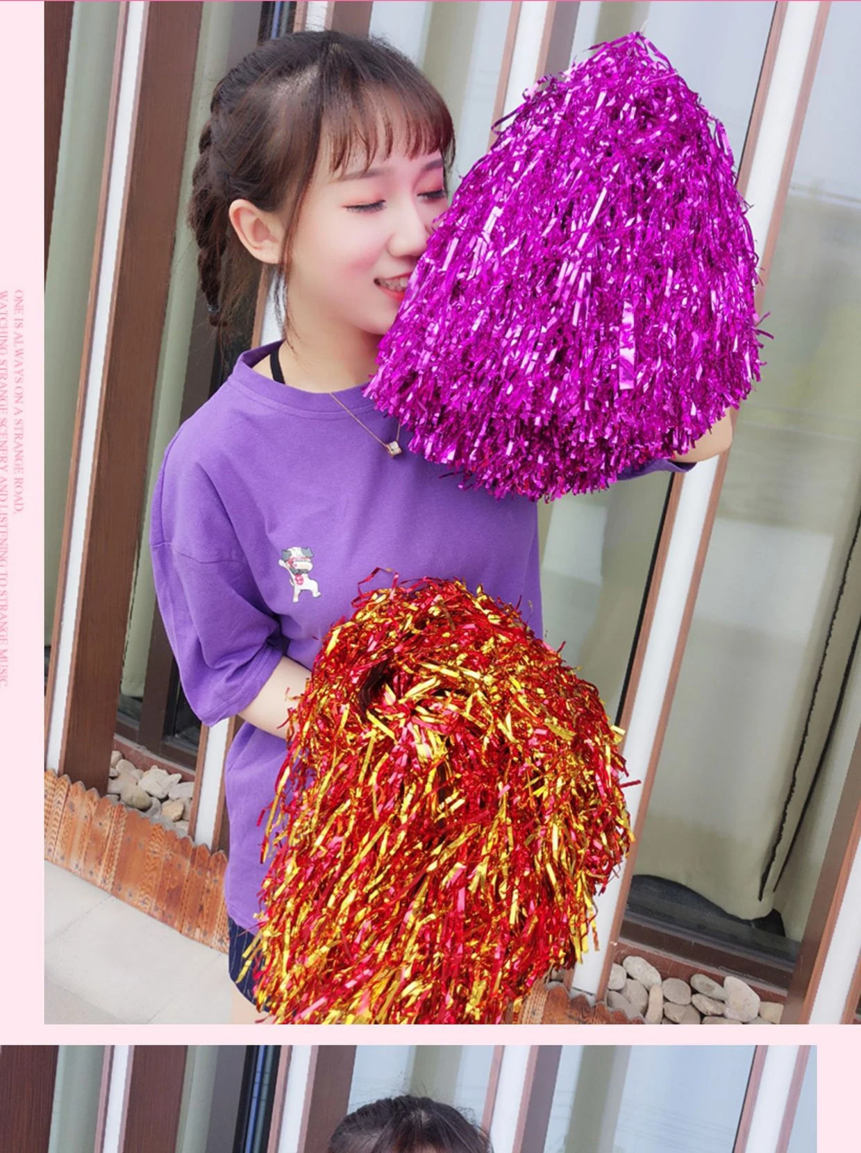 Glod-poignée - Pom-pom girl filaments kly pour filles, 25-30cm, Fleur à ...