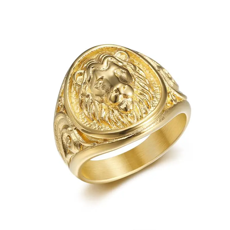 Hip-Hop-Bling-Gold-Color-Stainless-Steel-Male-Lion-Round-Finger-Rings ...