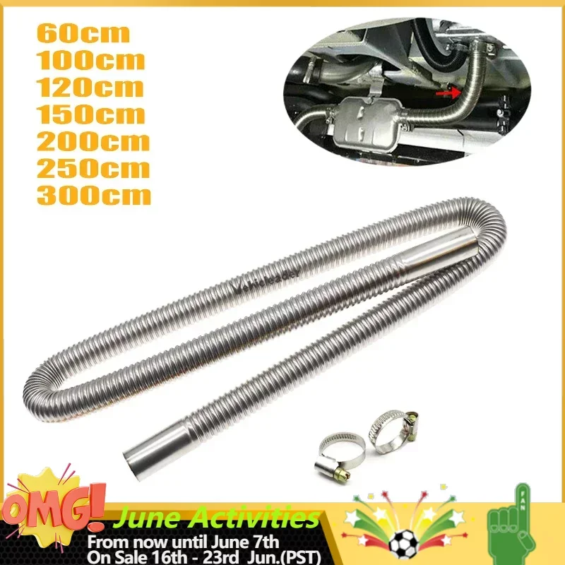 60-300cm-Car-Auto-Air-Parking-Heater-Exhaust-Pipe-w-2-Clamps-Fuel-Tank ...