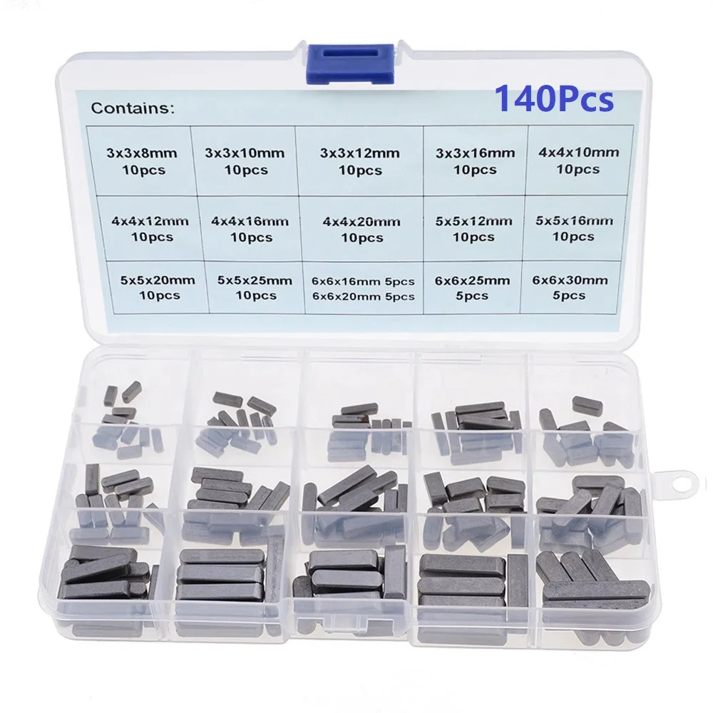 140pcs-Carbon-Steel-Round-Ended-Feather-Key-Parallel-Drive-Shaft-Keys ...
