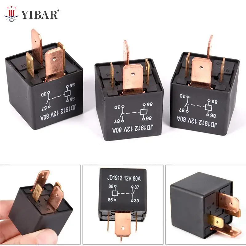 Waterproof Heavy Duty Relay 4Pin DC 24V 12V 80A JD1912 Automotive Car ...