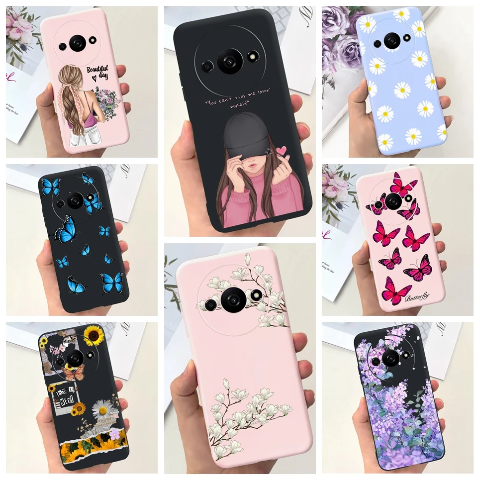 For-Funda-Xiaomi-Redmi-A3-Case-Women-Fashion-Girly-Flower-Butterfly ...
