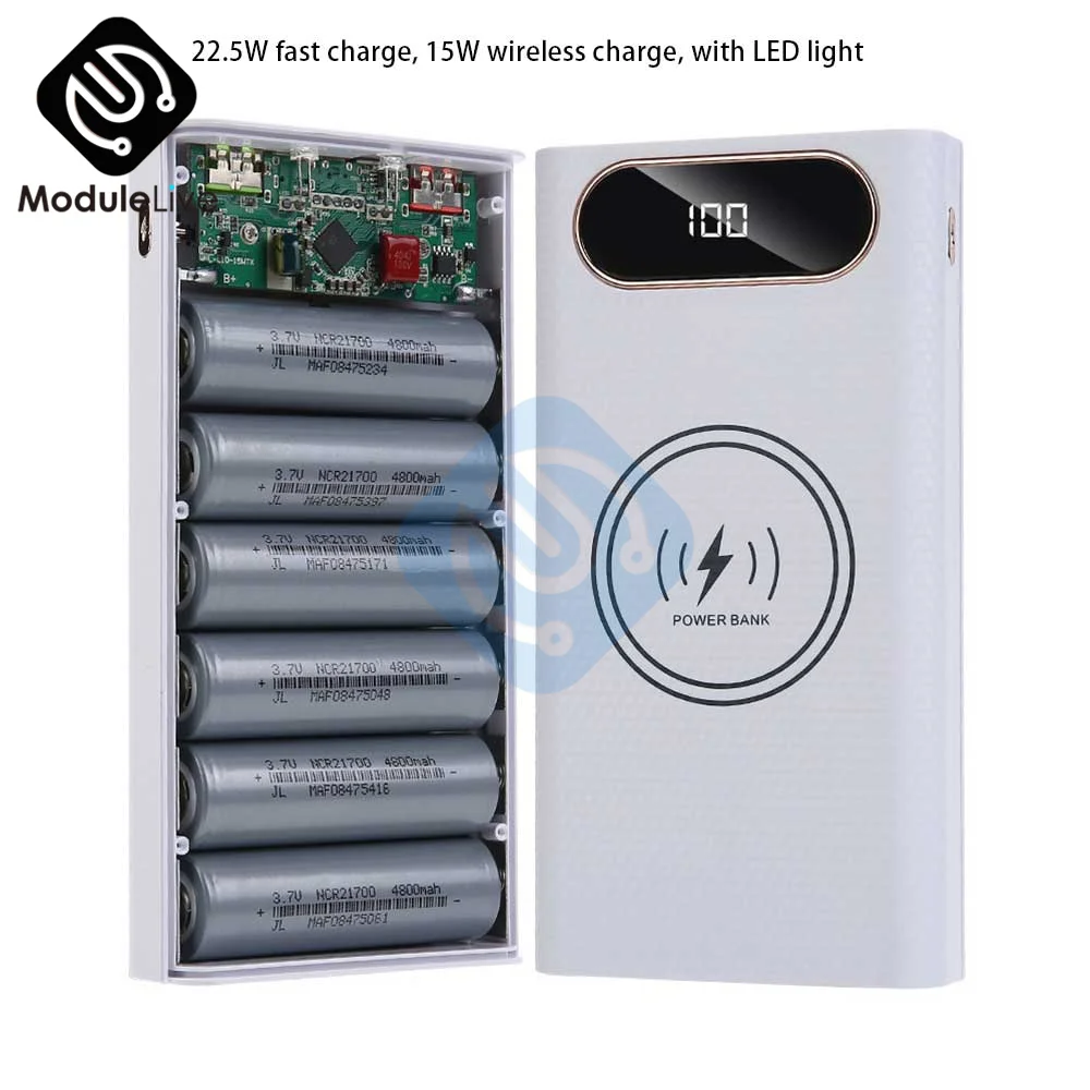 Removable 6-section 21700 Power Bank Set Material Fast Charging Battery ...