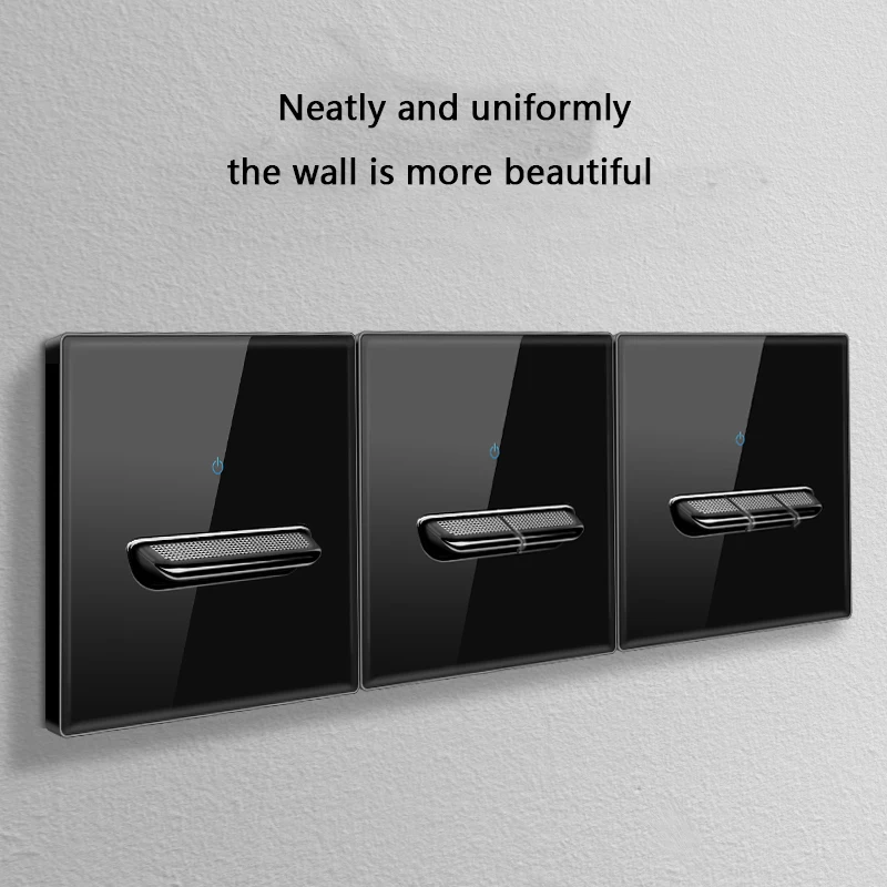 2023 Black tempered Glass Retro Toggle Wall Light Switch Socket ...